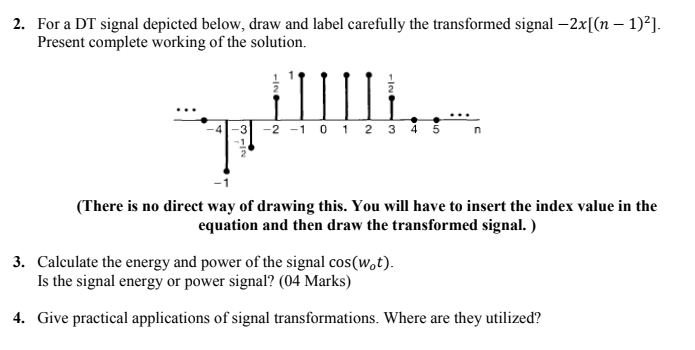 Solved 2. For a DT signal depicted below, draw and label | Chegg.com