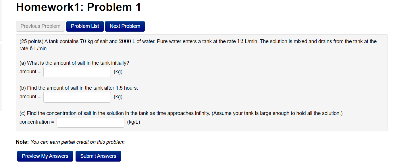 Solved Homework1: Problem 1 Previous Problem Problem List | Chegg.com