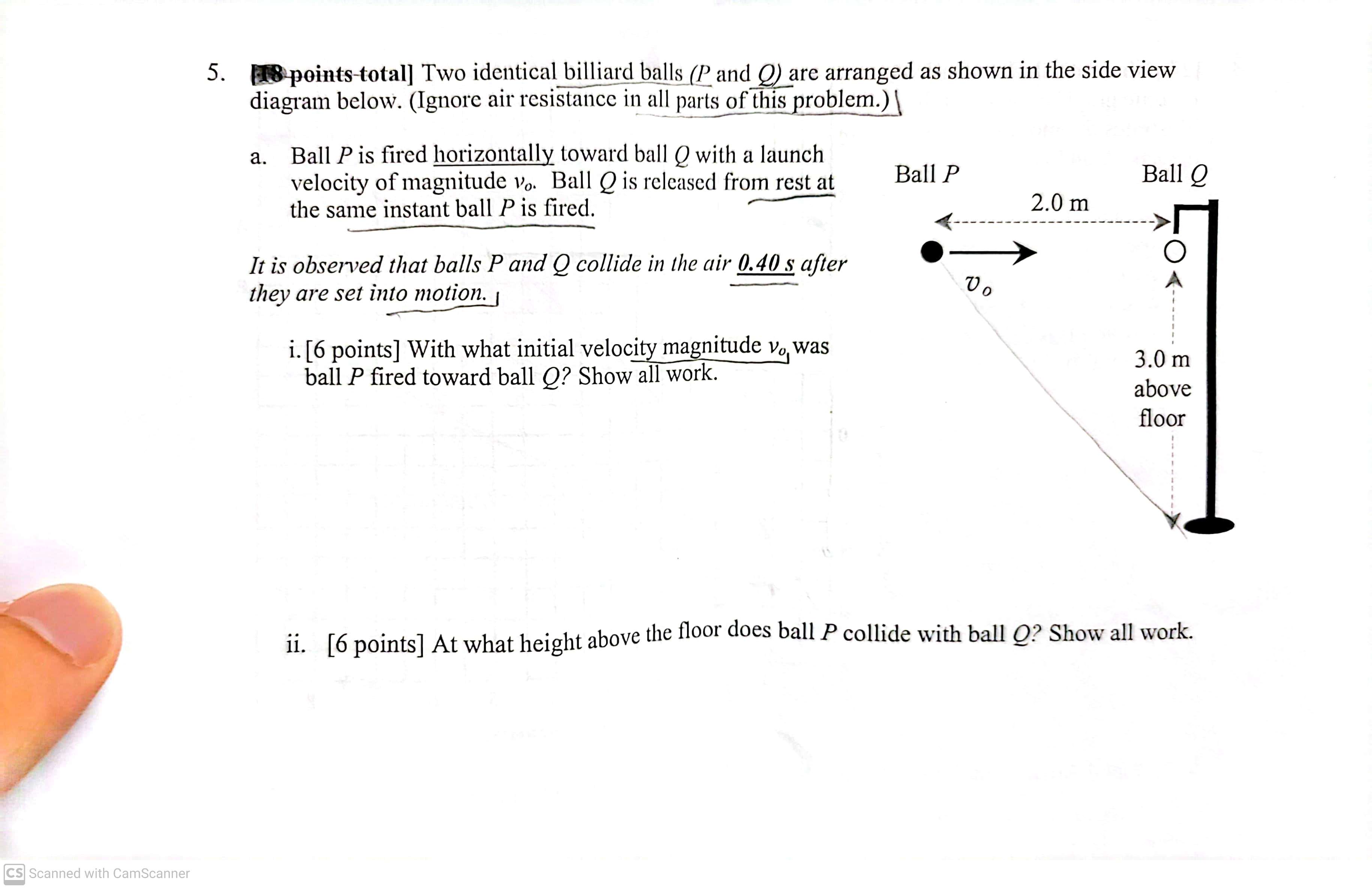 Solved [8 points-total] Two identical billiard balls (P and | Chegg.com