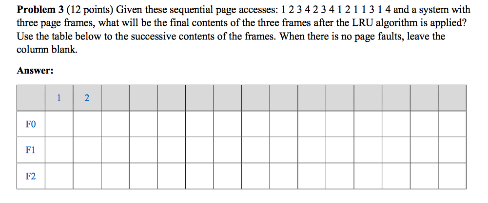 Solved Problem 3 (12 points) Given these sequential page | Chegg.com