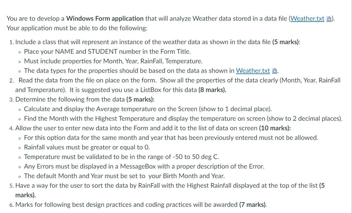 (weather.txt file) January 2020 82 -1.6 | Chegg.com