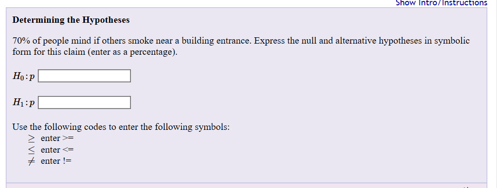 Solved Show Intro/Instructions Determining the Hypotheses | Chegg.com
