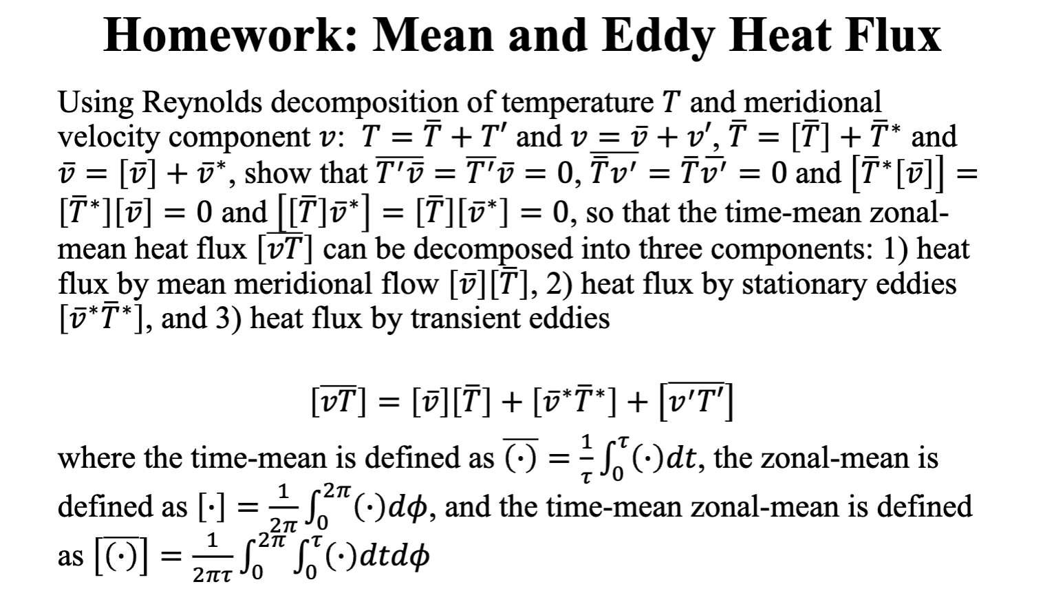 Solved Homework: Mean and Eddy Heat Flux Using Reynolds | Chegg.com