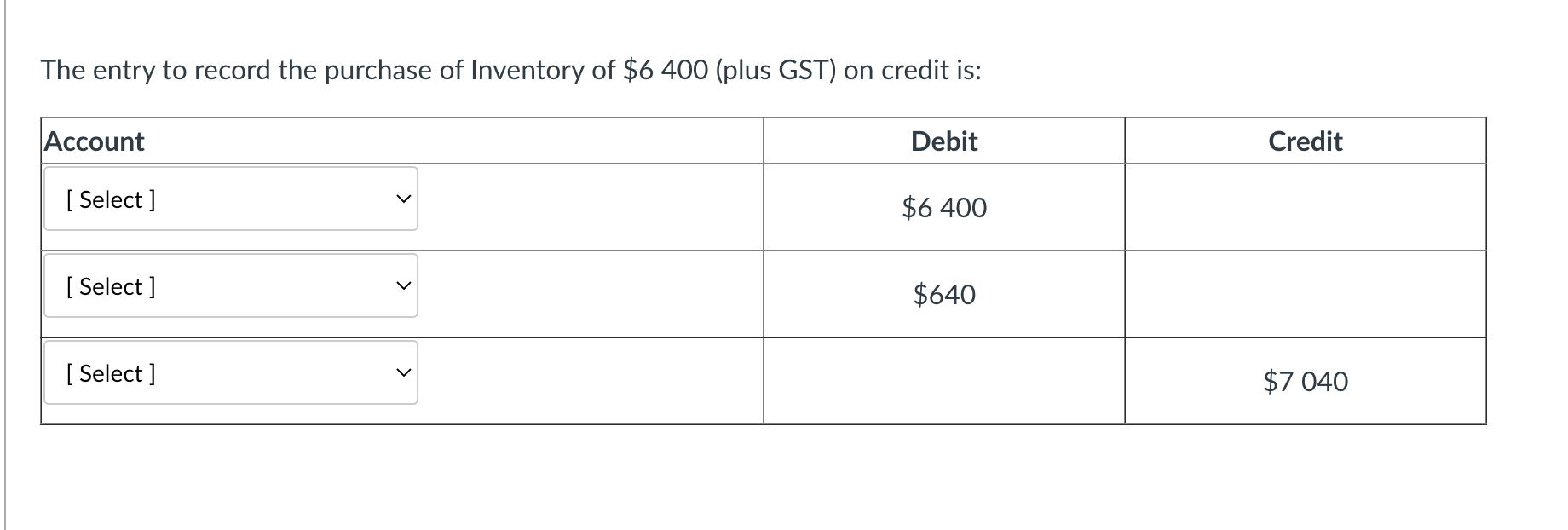 Solved 1st options: -Bank -GST Clearing -Accounts | Chegg.com