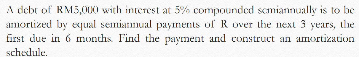 Solved A debt of RM5,000 with interest at 5% compounded | Chegg.com