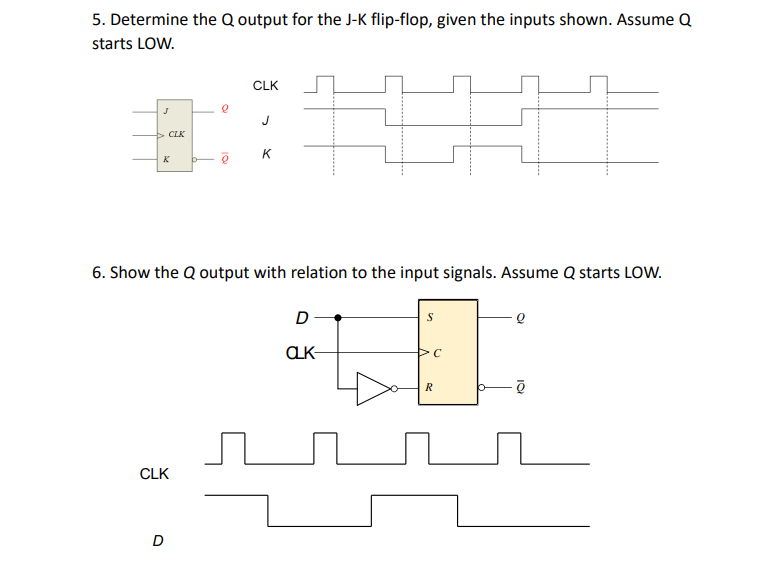 Solved 5. Determine the Q output for the J-K flip-flop, | Chegg.com