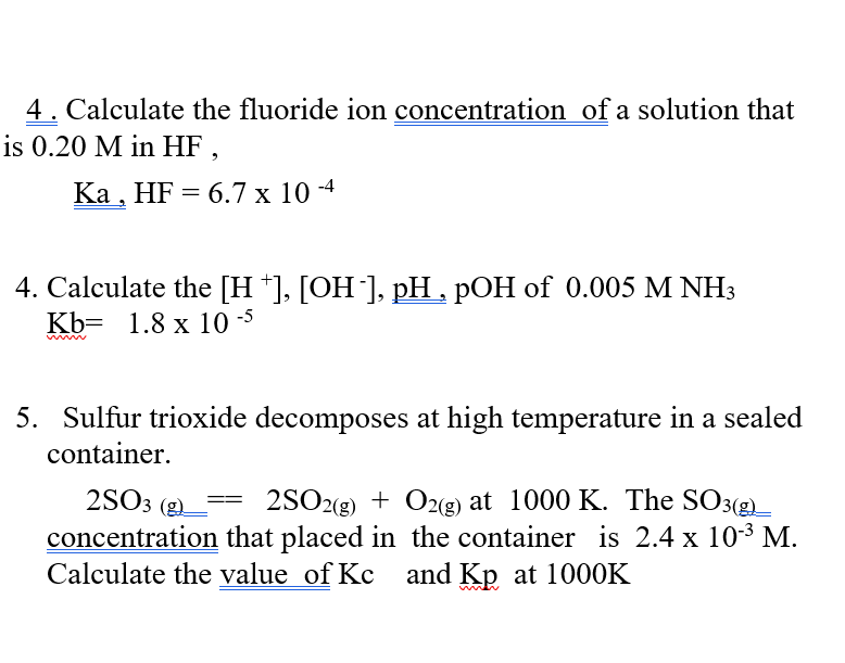 Solved 4. Calculate the fluoride ion concentration of a | Chegg.com
