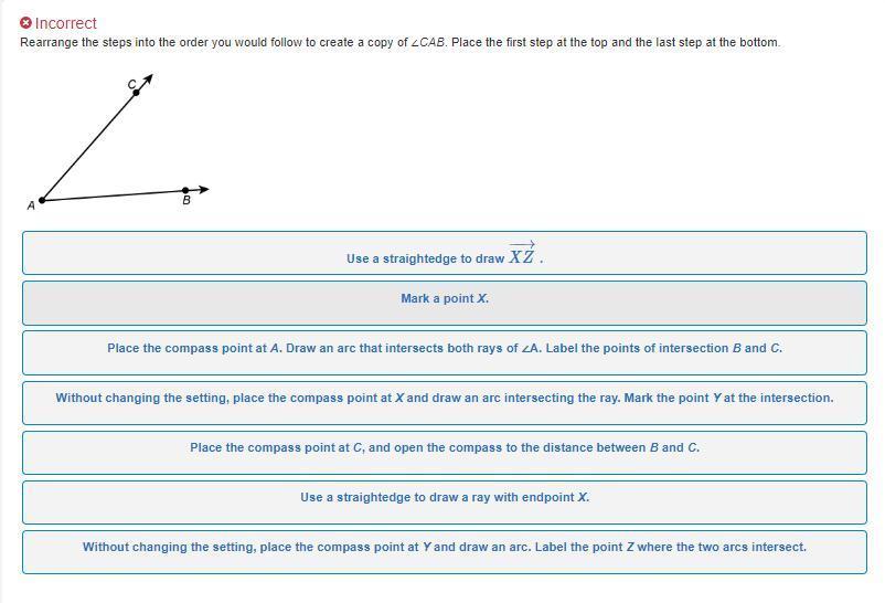 Solved Incorrect Rearrange the steps into the order you | Chegg.com