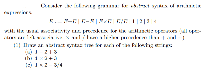 Solved = Consider the following grammar for abstract syntax | Chegg.com