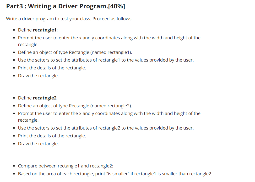 Solved Part1 Defining The Class “rectangle 20 Define A 
