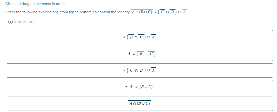 Solved Click and drag on elements in order Order the | Chegg.com