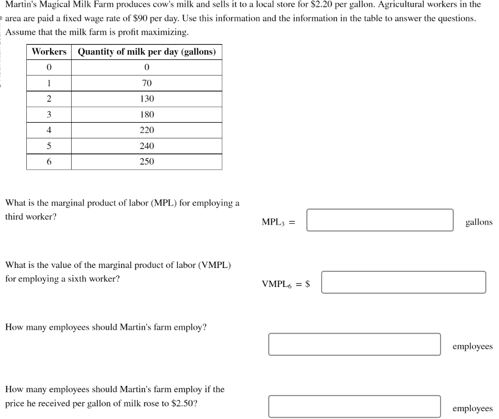 Solved Martin's Magical Milk Farm produces cow's milk and | Chegg.com