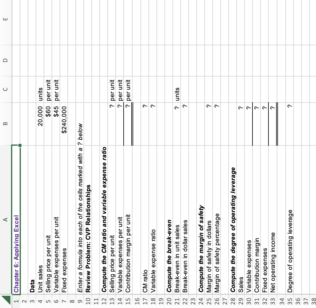 Solved Chapter 6: Applying Excel: Excel Worksheet (Part 1 of | Chegg.com