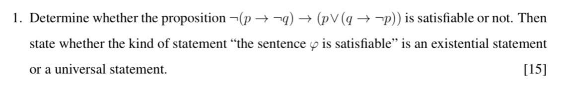Solved 1. Determine whether the proposition -(p +9) + (pv(q | Chegg.com