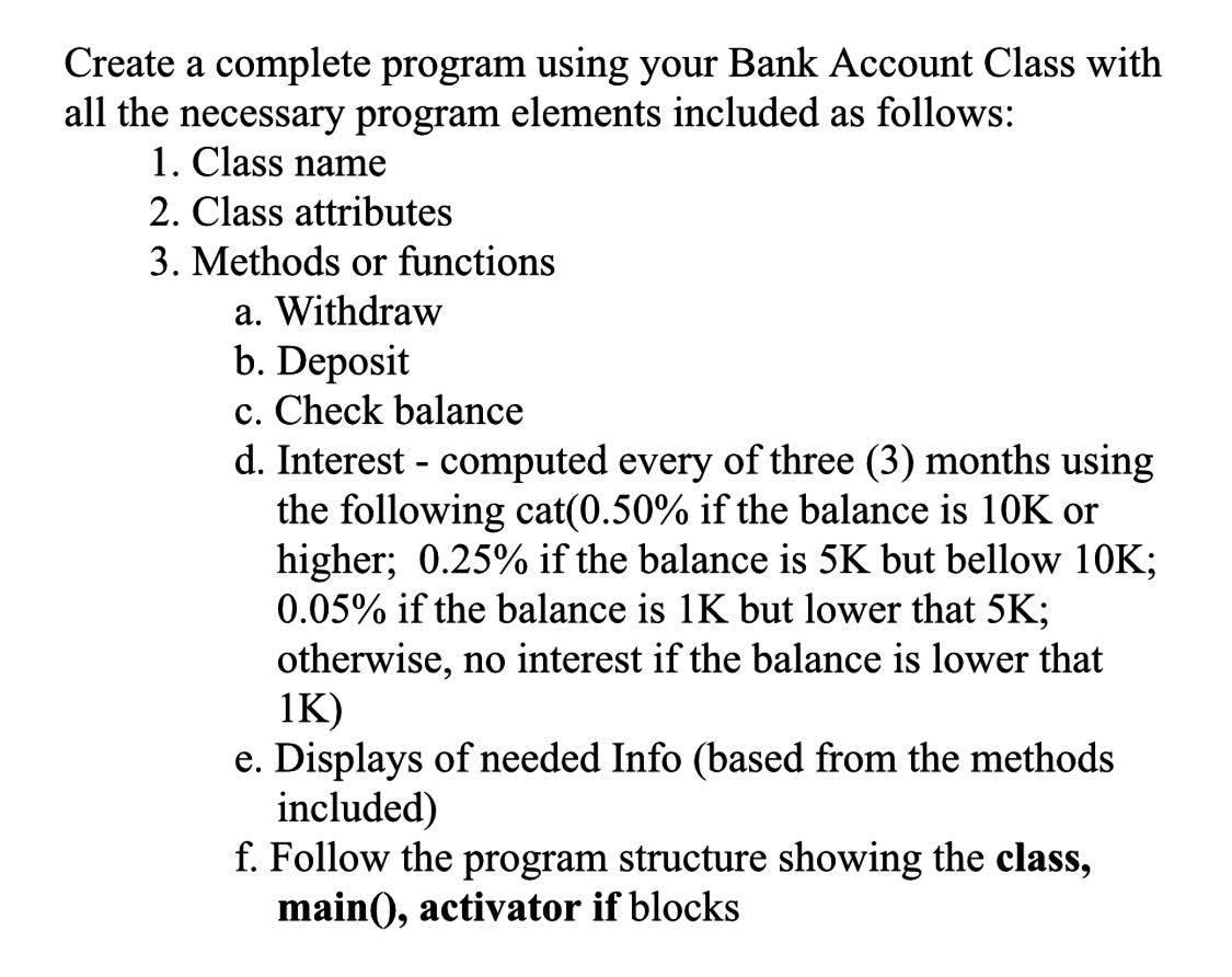 Solved A model of bank account class: *BankAccount *owner | Chegg.com
