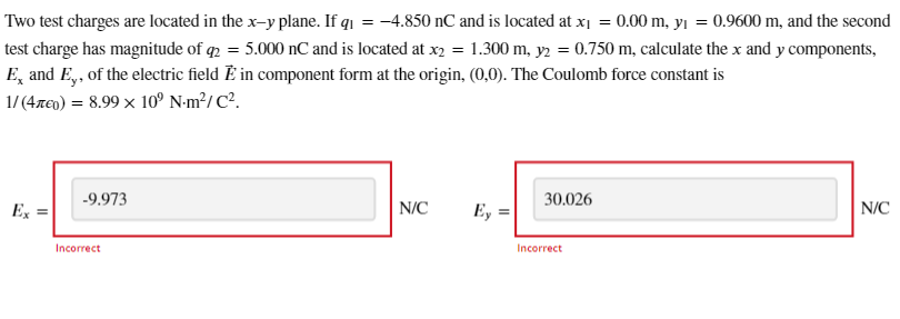 Solved Two test charges are located in the x−y plane. If | Chegg.com