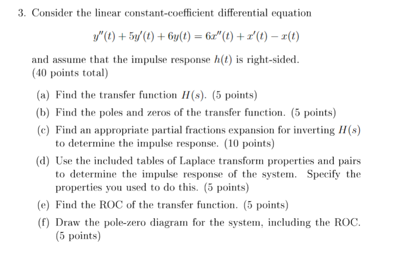 Solved 3. Consider the linear constant-coefficient | Chegg.com