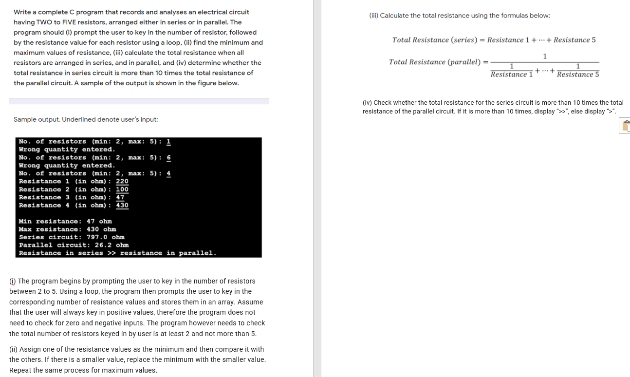 Solved (iii) Calculate the total resistance using the | Chegg.com