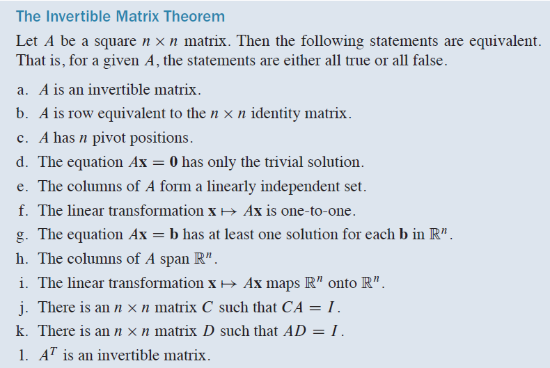 Solved THEOREM 5 If A is an invertible n x n matrix, then | Chegg.com