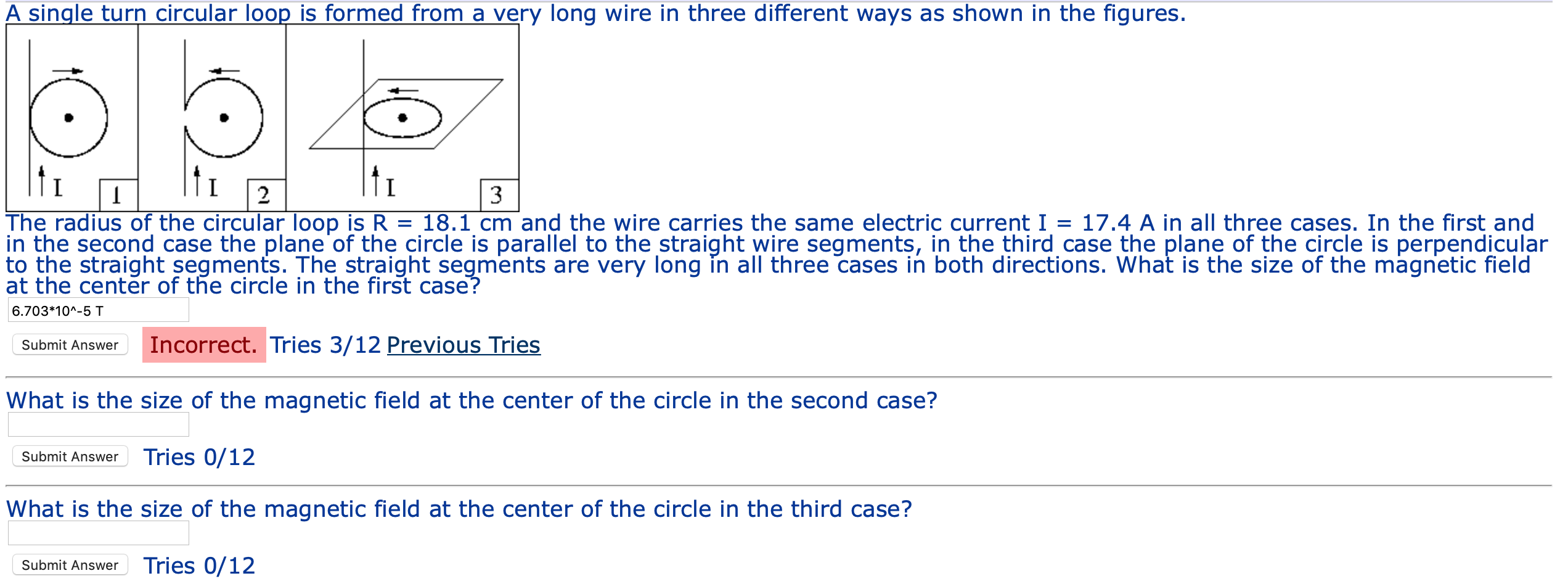 Solved A single turn circular loop is formed from a very | Chegg.com