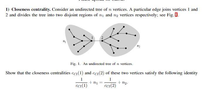 Solved 1) Closeness centrality. Consider an undirected tree | Chegg.com