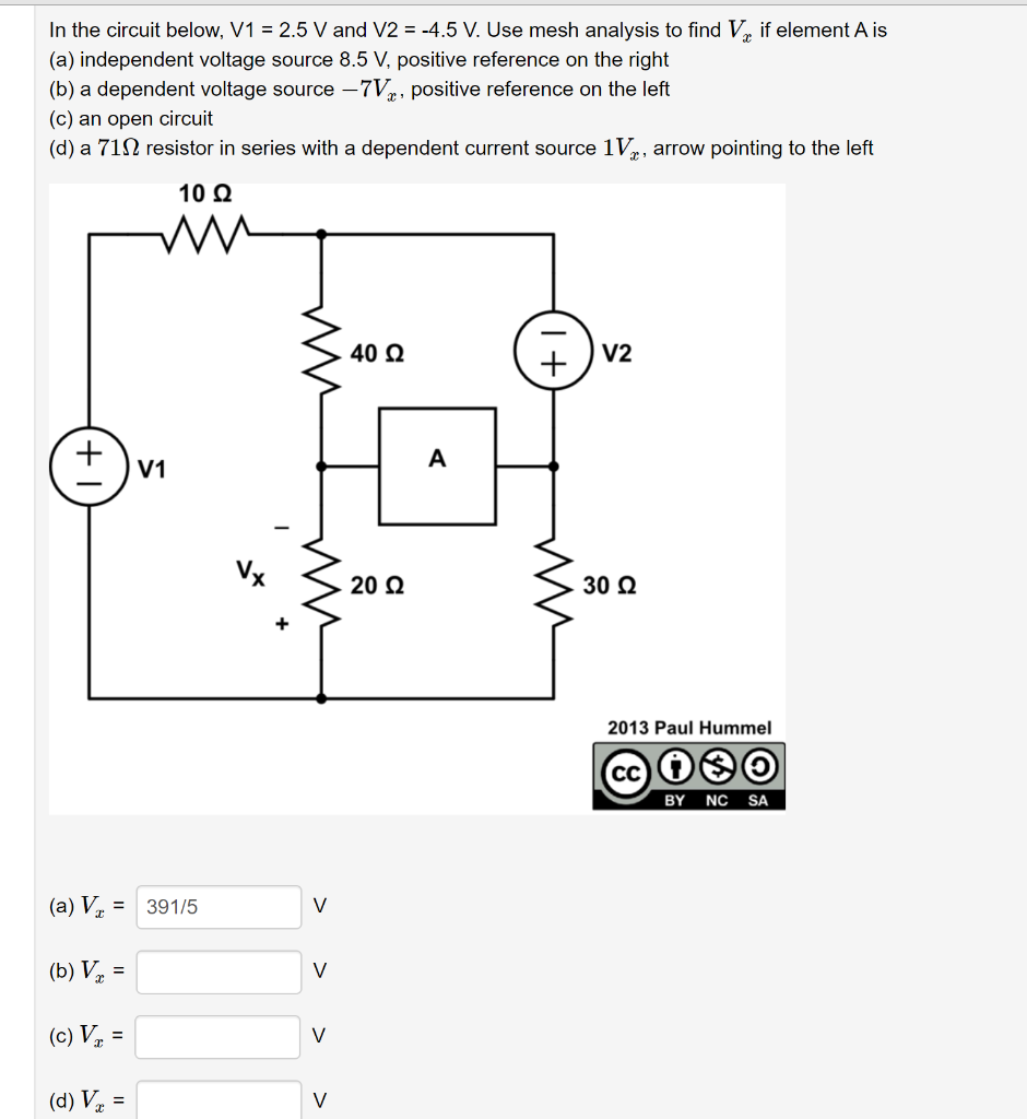 Solved In the circuit below, V1 = 2.5 V and V2 = -4.5 V. Use | Chegg.com