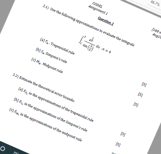 Solved 2 2 Estimate The Theoretical Error Bounds A 𝐸𝑇4