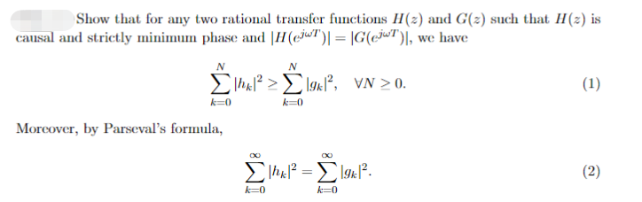 Solved Show that for any two rational transfer functions | Chegg.com