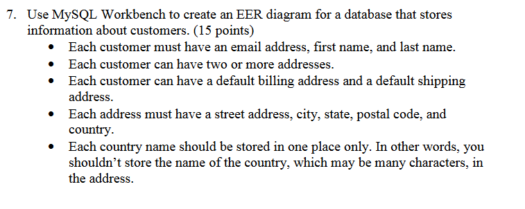 7. Use MySQL Workbench to create an EER diagram for a | Chegg.com