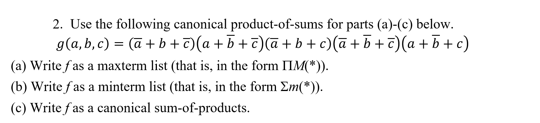 Solved 2. Use the following canonical product-of-sums for | Chegg.com