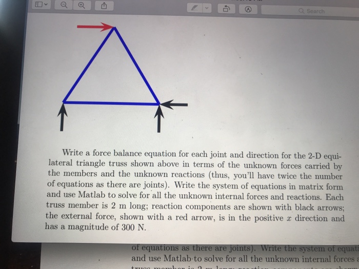Write a force balance equation for each joint and | Chegg.com