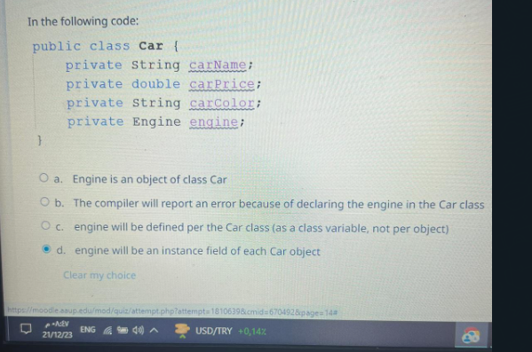 Solved In the following code:public class car {private | Chegg.com