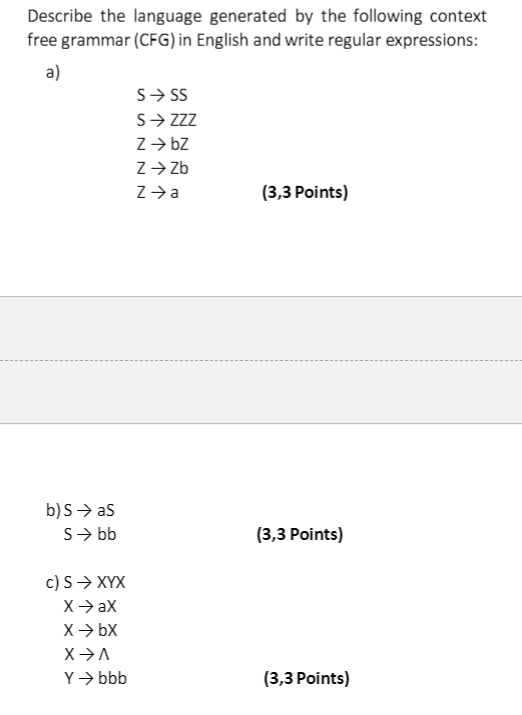 Solved Describe the language generated by the following | Chegg.com