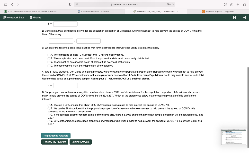 Solved webwork.math.msu.edu + O S 6.2.4 Confidence | Chegg.com