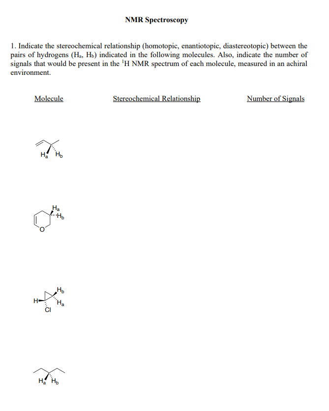Solved NMR SpectroscopyIndicate the stereochemical | Chegg.com