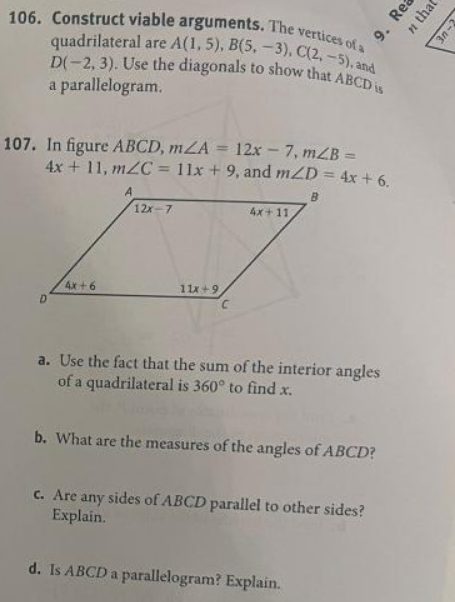 Solved 106. Construct viable arguments. The vertices of 9 | Chegg.com