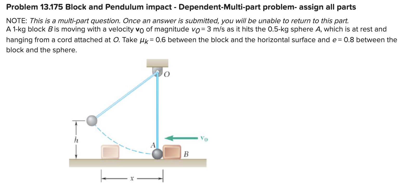 Solved Problem 13.175 Block and Pendulum impact - | Chegg.com