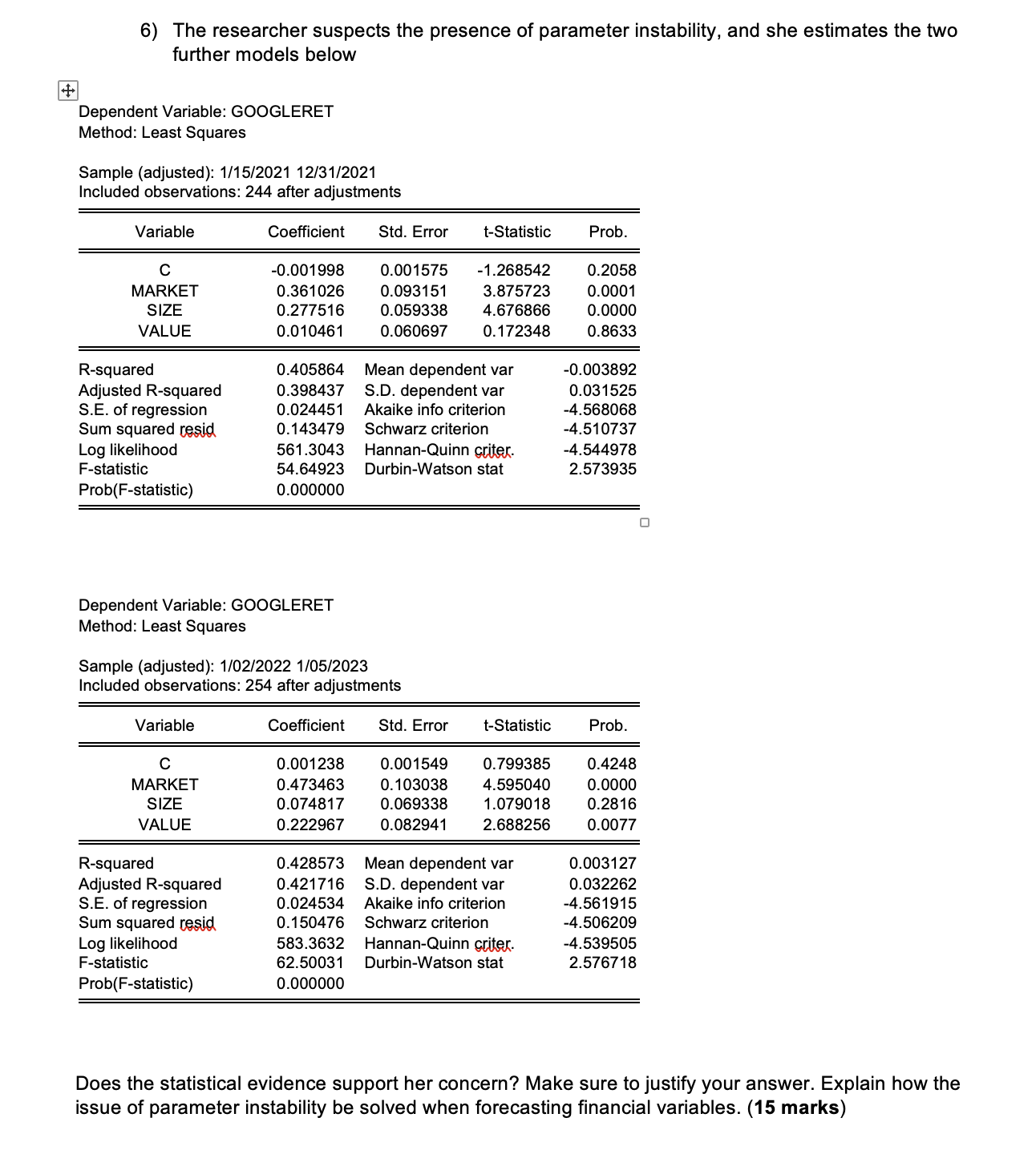 Solved 6) ﻿The researcher suspects the presence of parameter | Chegg.com