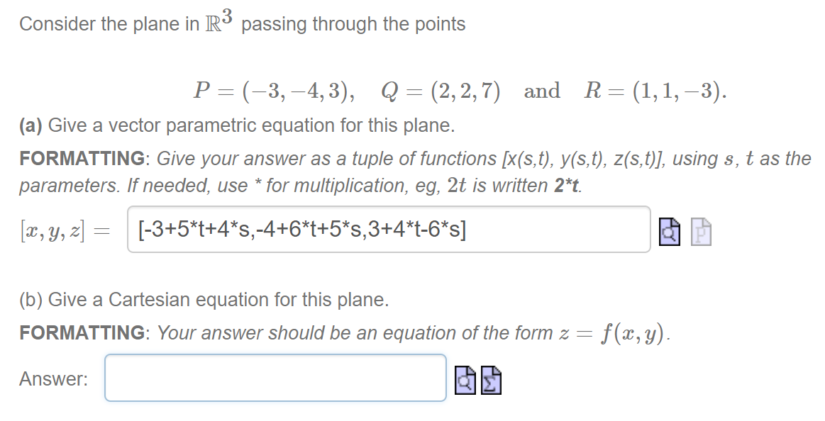 Solved Consider the plane in R3 passing through the points | Chegg.com