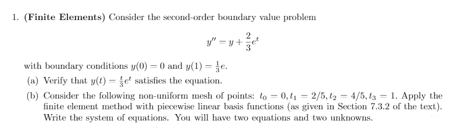 Solved 1. (Finite Elements) Consider the second-order | Chegg.com