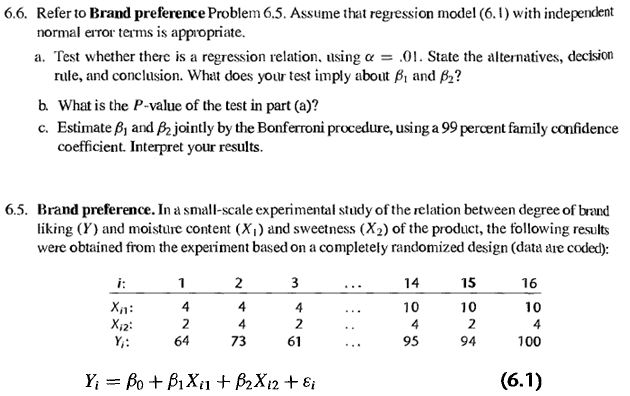 Solved Refer to Brand preference Problem 6.5. Assume that | Chegg.com