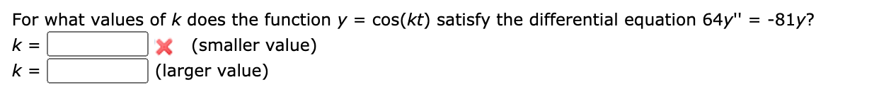 Solved For what values of k does the function y = cos(kt) | Chegg.com