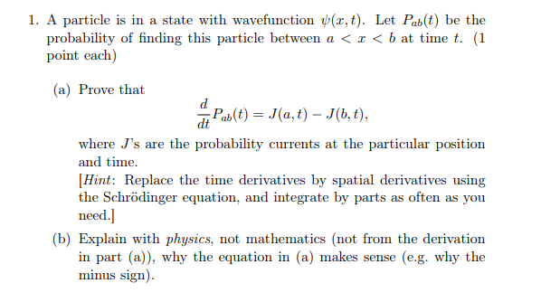 Solved 1. A particle is in a state with wavefunction (r, t). | Chegg.com