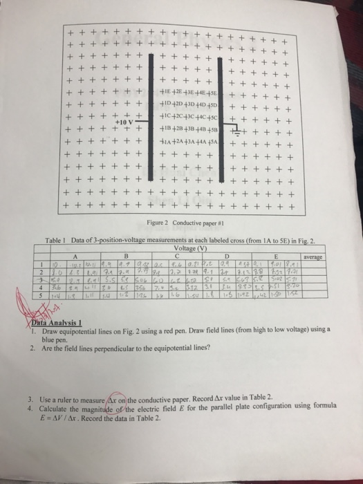 Solved +10 V ++28 +38 +48 4B Figure 2 Conductive paper #1 | Chegg.com