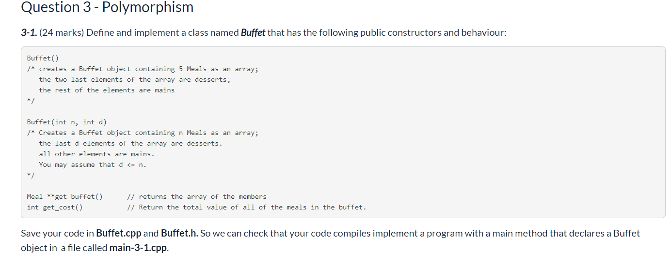 Question 3 - Polymorphism 3-1. (24 marks) Define and | Chegg.com