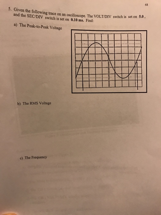 Solved Given the following trace on an oscilloscope. The | Chegg.com Solved Given the following trace on an oscilloscope. The | Chegg.com