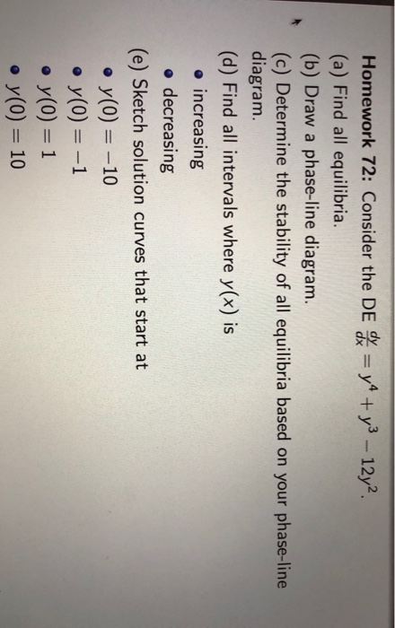 Solved Homework 72: Consider the DE = y4 +ys_ 12y2. (a) Find | Chegg.com