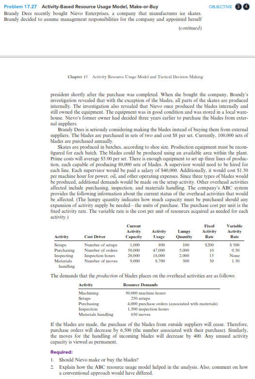 Problem 17.27 Activity-Based Resource Usage Model, | Chegg.com