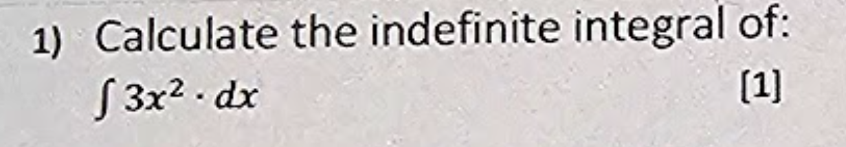 Solved 1) Calculate the indefinite integral of: \\[ \\int 3 | Chegg.com