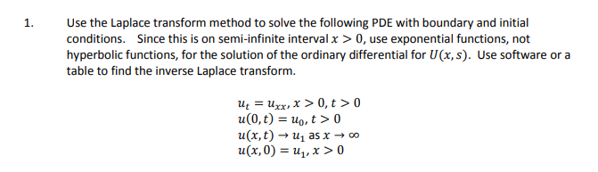Solved 1. Use the Laplace transform method to solve the | Chegg.com